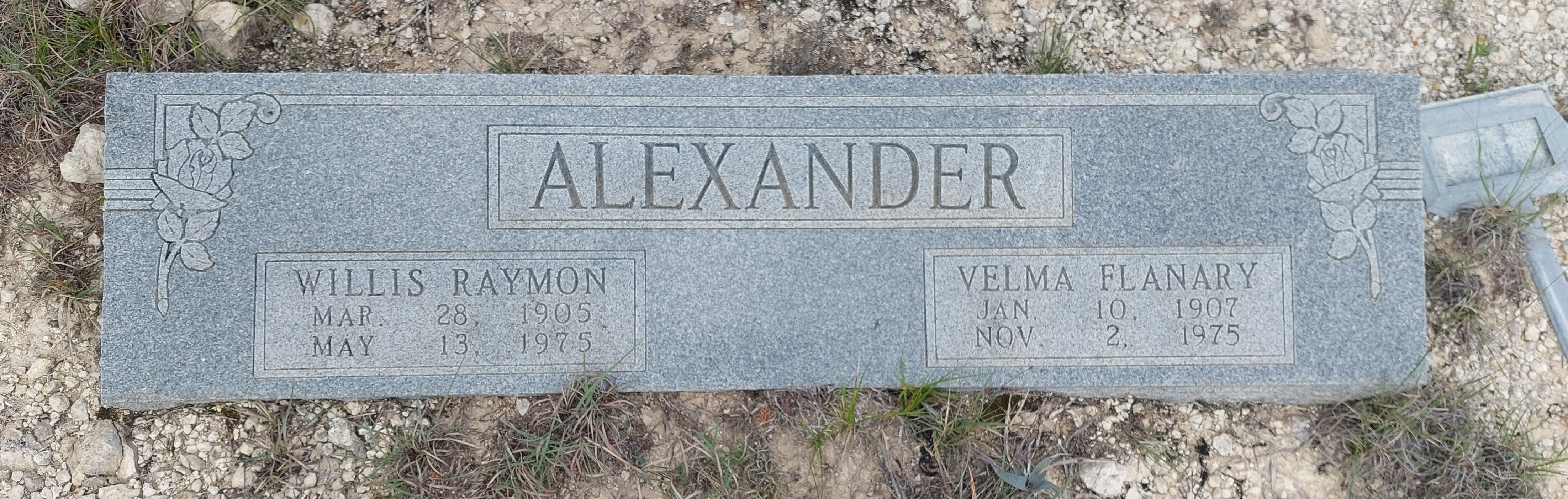 Willis Raymon & Velma Flanary Alexander double headstone | Bosque ...